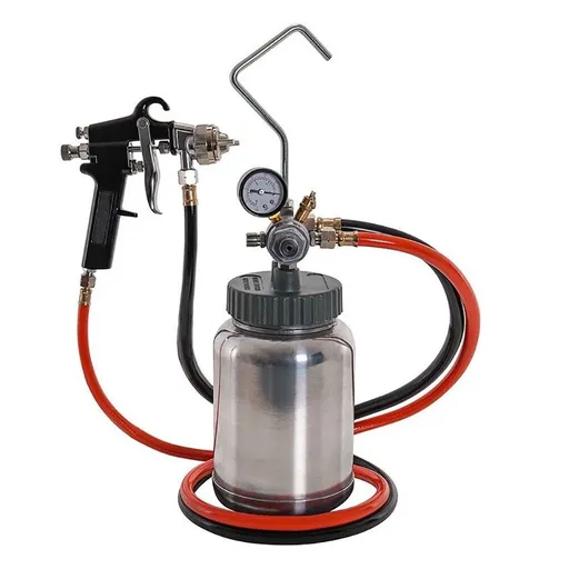 2 Quart Paint Pressure Pot With Spray Gun And 5 Foot Air And Fluid Hose ...
